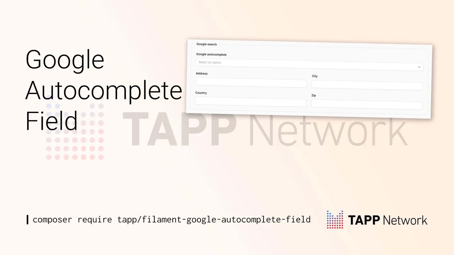 Google Autocomplete Field by Tapp Network - Filament